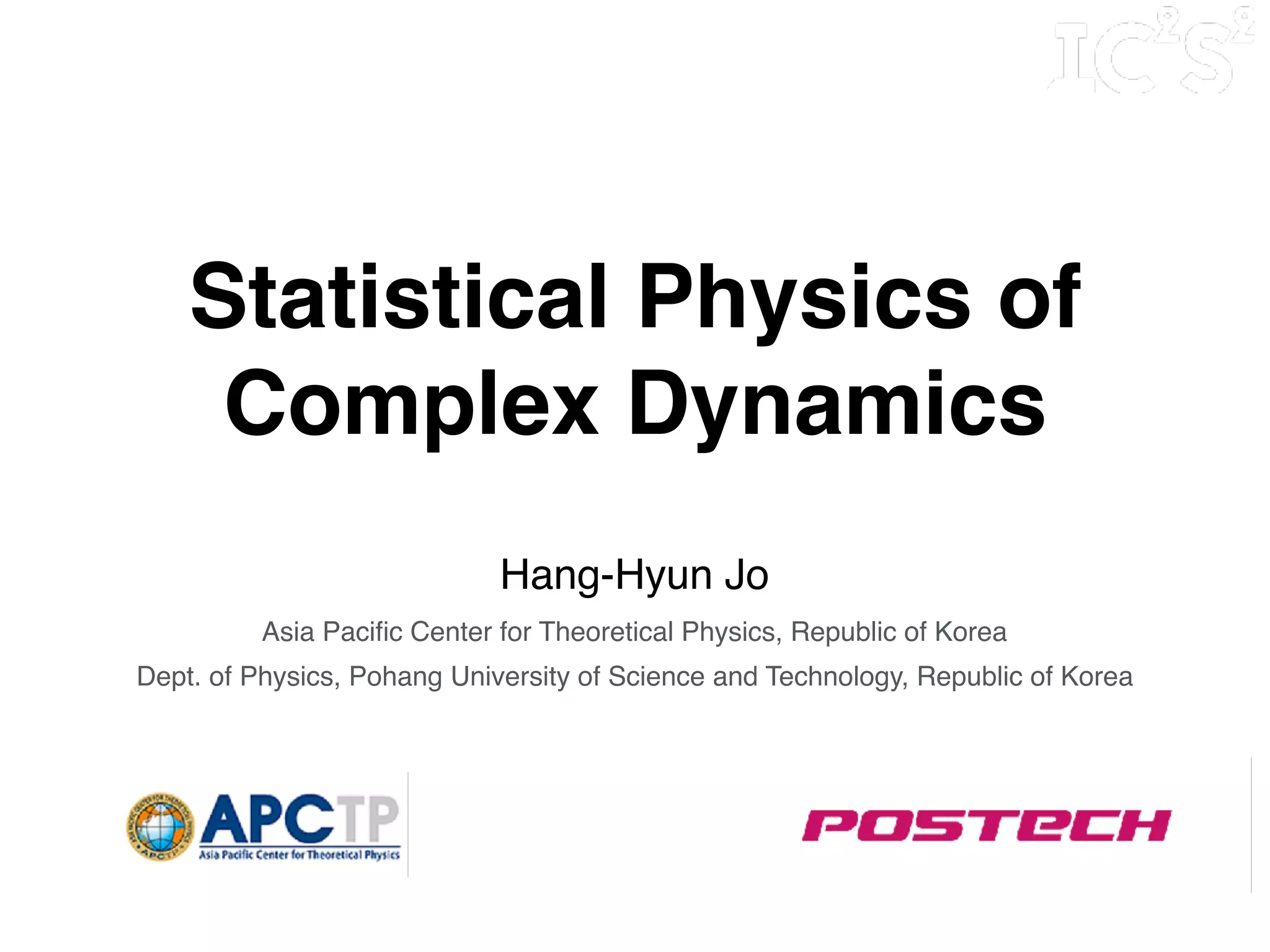 Statistical Physics of Complex Dynamics | PPT