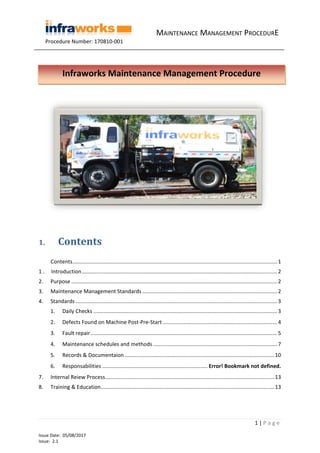 170810 001 maintenance management procedure v2.1 | PDF