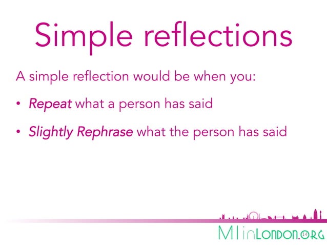 Motivational Interviewing - REFLECTIONS | PDF