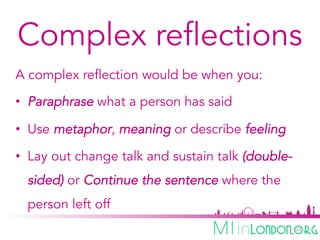 Motivational Interviewing - REFLECTIONS | PDF
