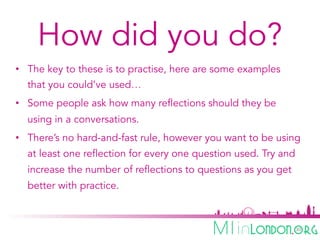 Motivational Interviewing - REFLECTIONS | PDF