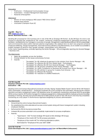 HRD_Amit_Kashmire[Resume] | PDF