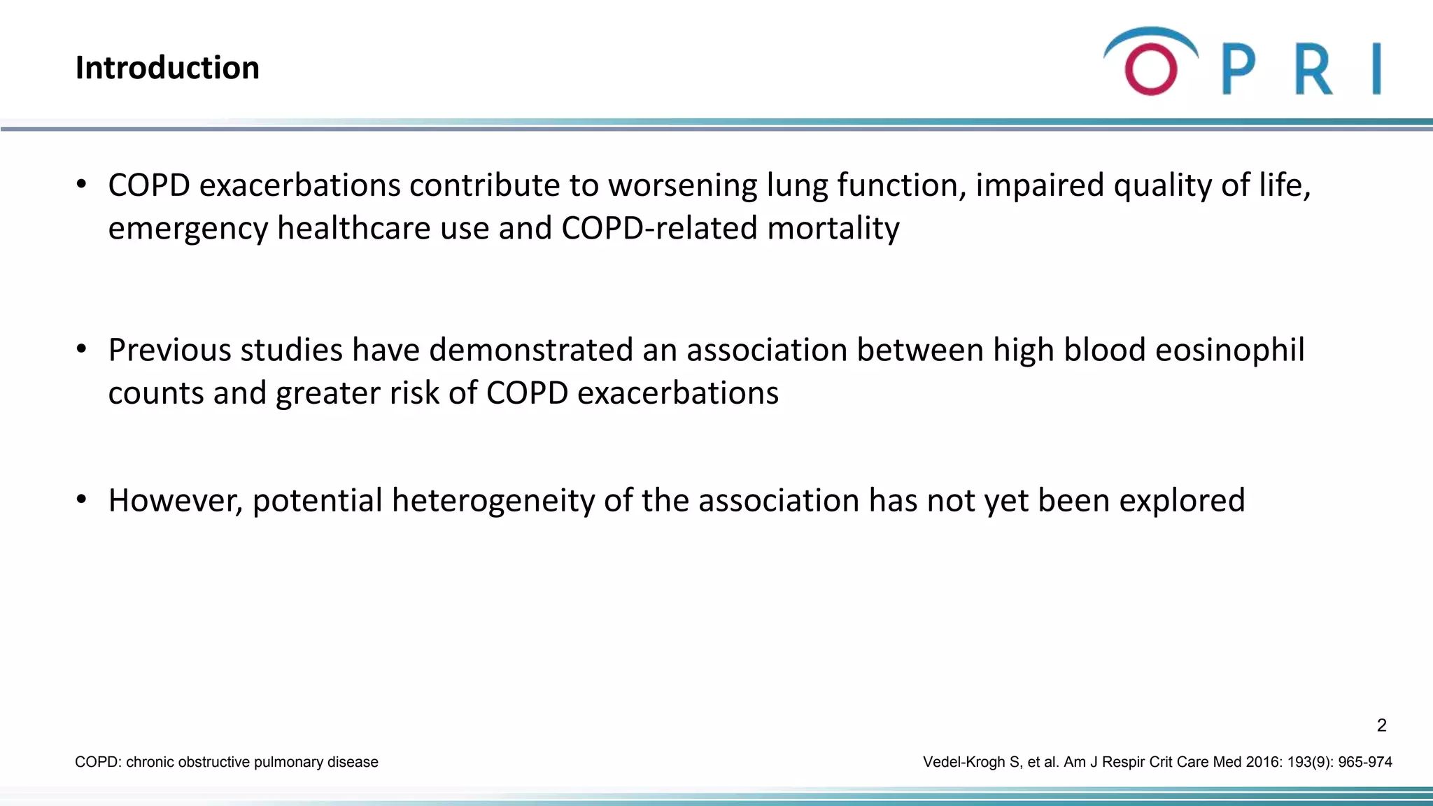 Blood eosinophil count and exacerbation risk in patients with COPD | PPT