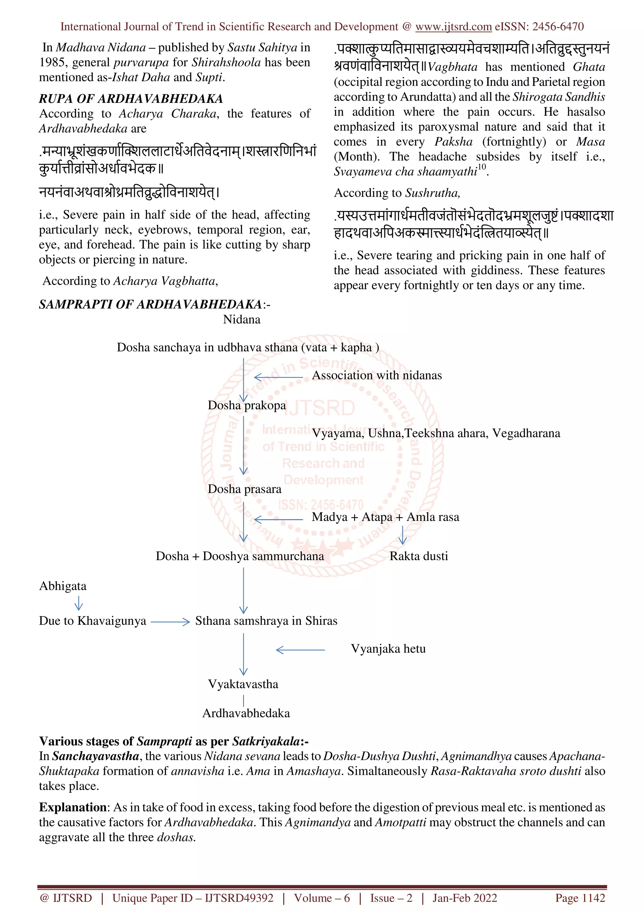 A Critical Analysis of Nidana and Chikithsa of Ardhavabhedaka W.S.R to ...