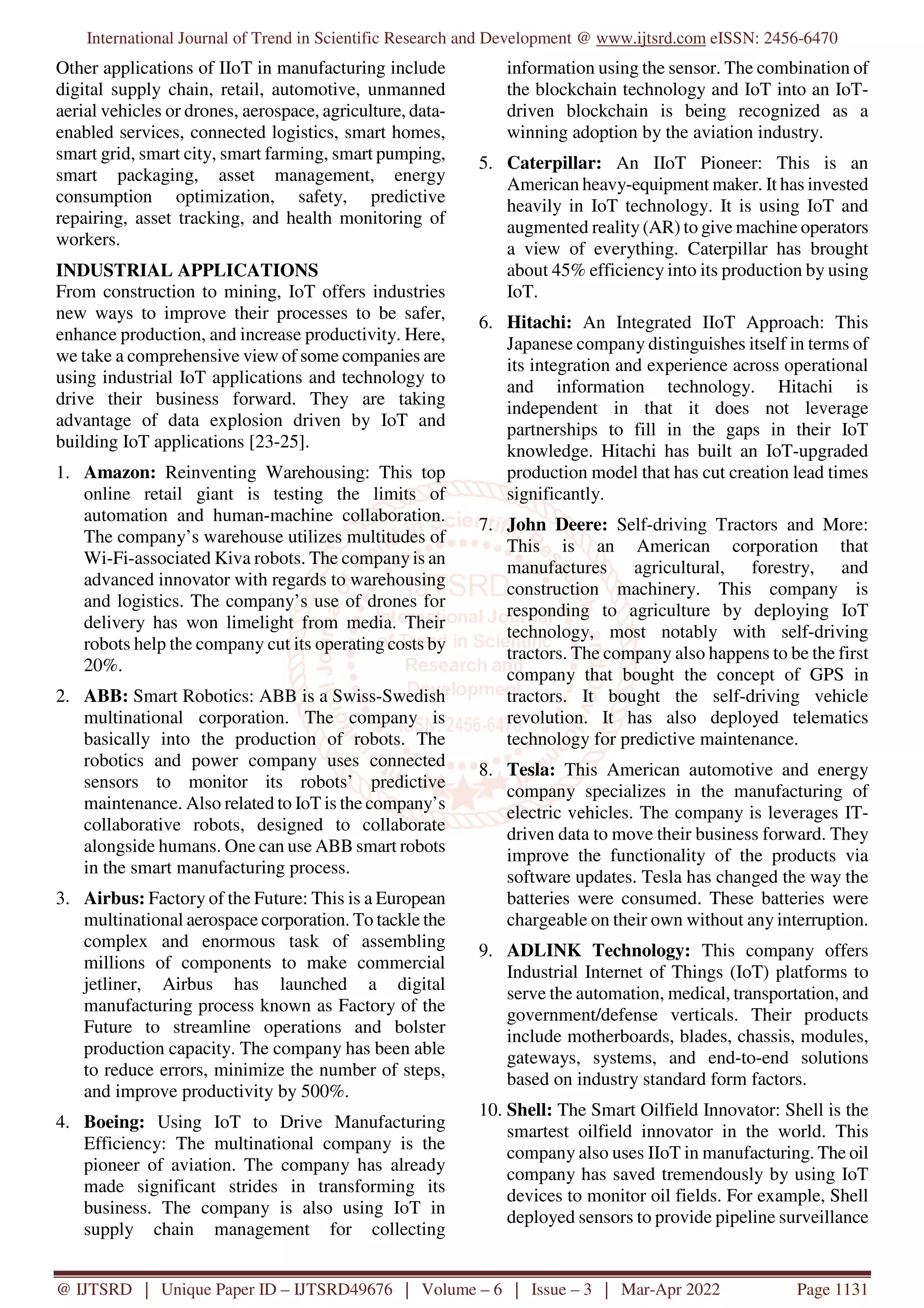 Applications of IoT in Manufacturing | PDF