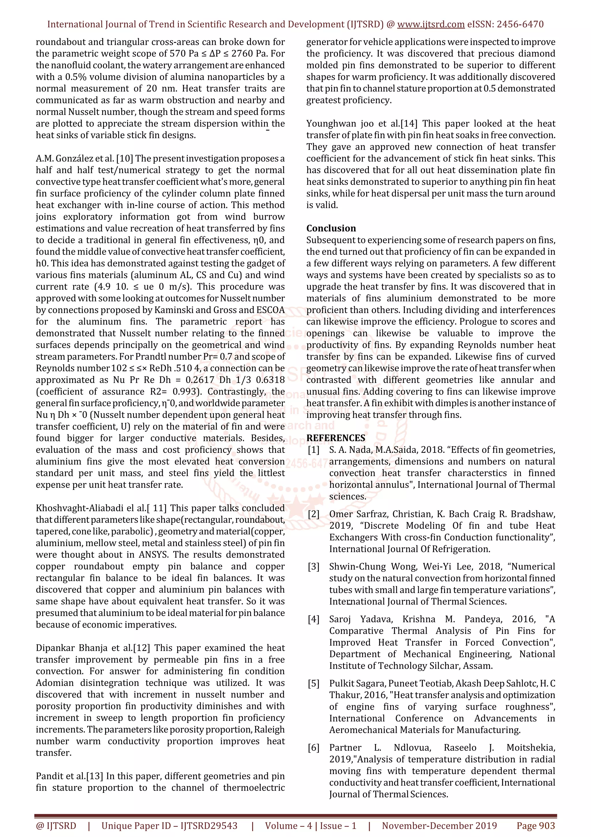 A Review Paper on Fin Efficiency Enhancement | PDF