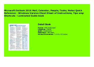 Microsoft Outlook 2016 Mail, Calendar, People, Tasks, Notes Quick ...