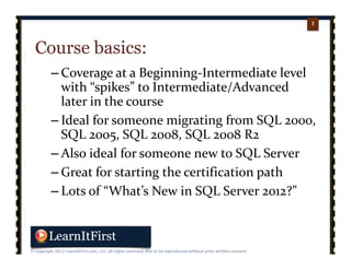 Course 170: SQL Server 2012: A Comprehensive Introduction | PDF