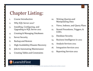 Course 170: SQL Server 2012: A Comprehensive Introduction | PDF