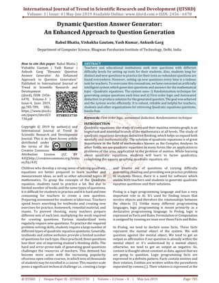 Dynamic Question Answer Generator An Enhanced Approach to Question ...