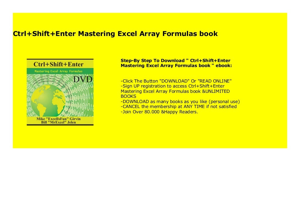 Ctrl Shift Enter Mastering Excel Array Formulas