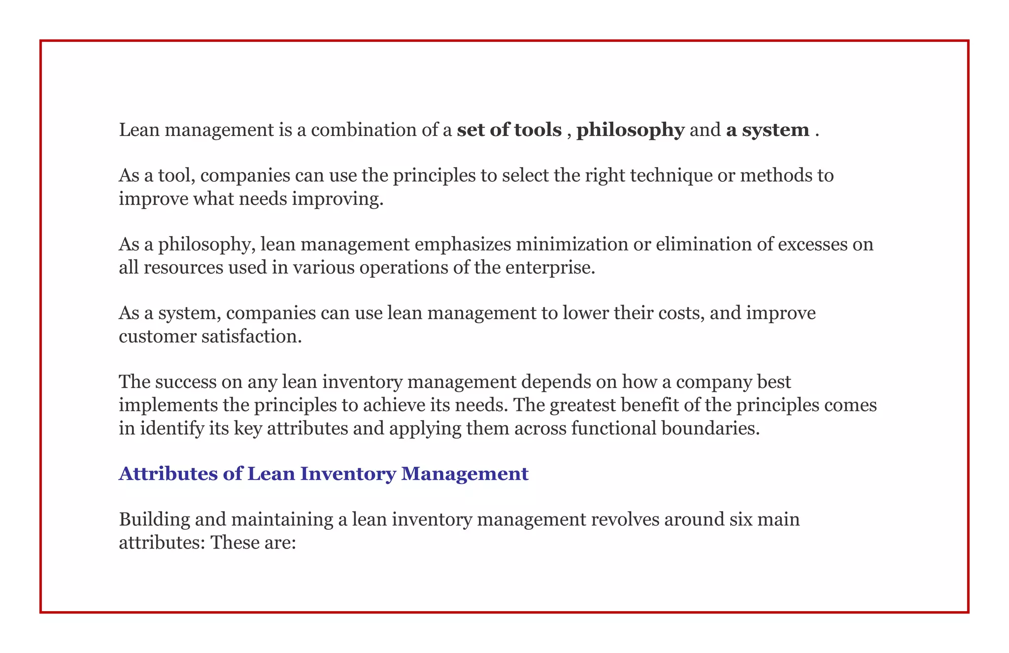 Lean Inventory Management: Using Lean Initiatives to Manage Inventory | PPT