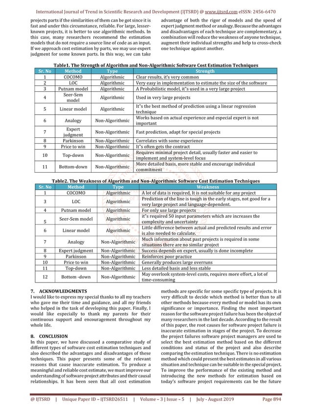 Review On Algorithmic And Non Algorithmic Software Cost Estimation Techniques Pdf