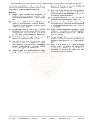 Review on Algorithmic and Non Algorithmic Software Cost Estimation Techniques | PDF