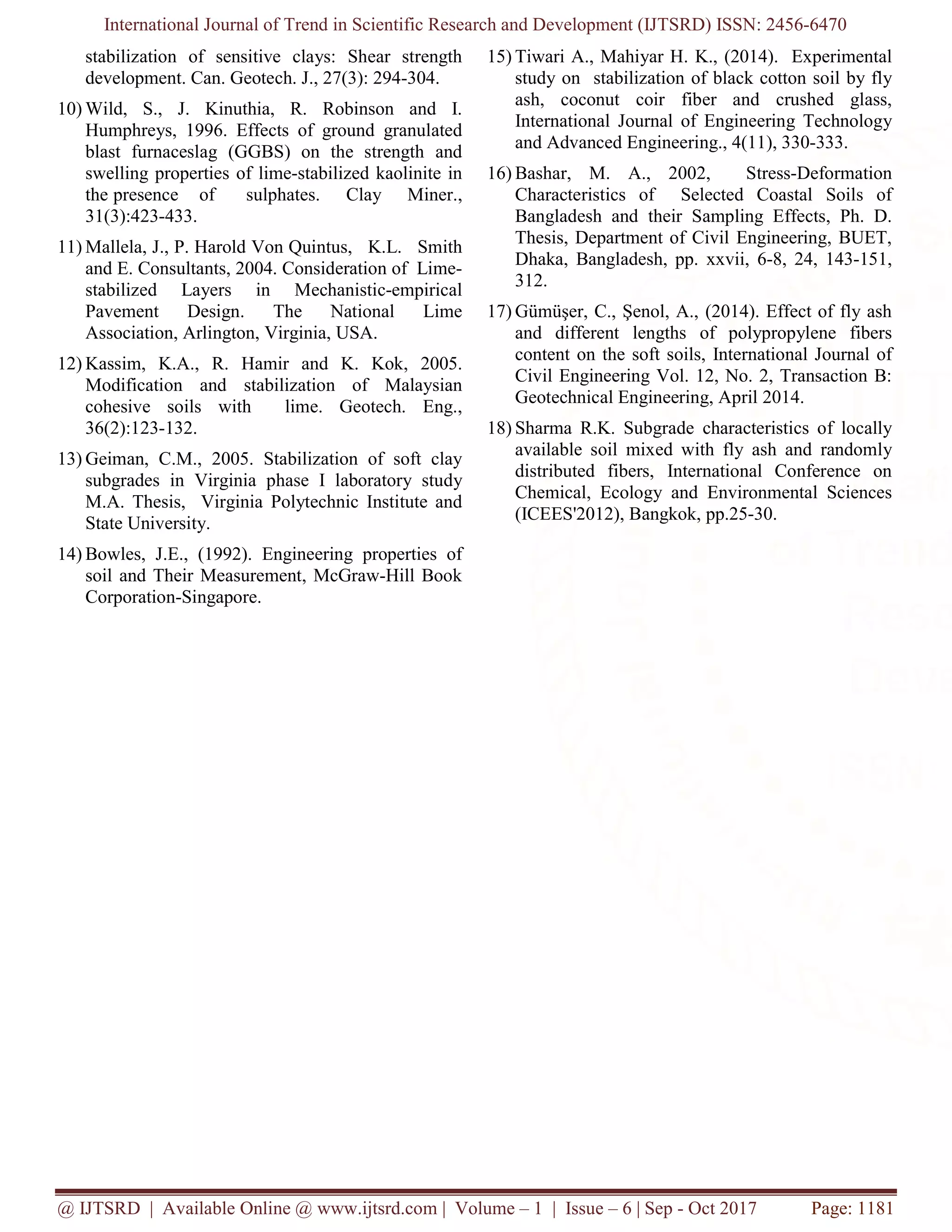 Soil Stabilization using Fly Ash and Cotton Fiber | PDF