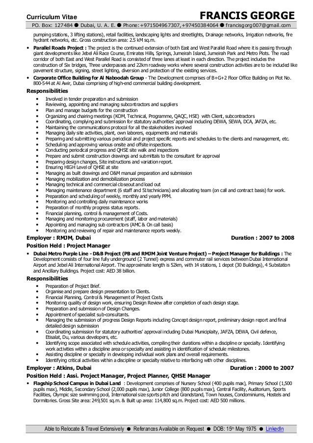 Multi-disciplinary EPC Project Manager and Resident Engineer