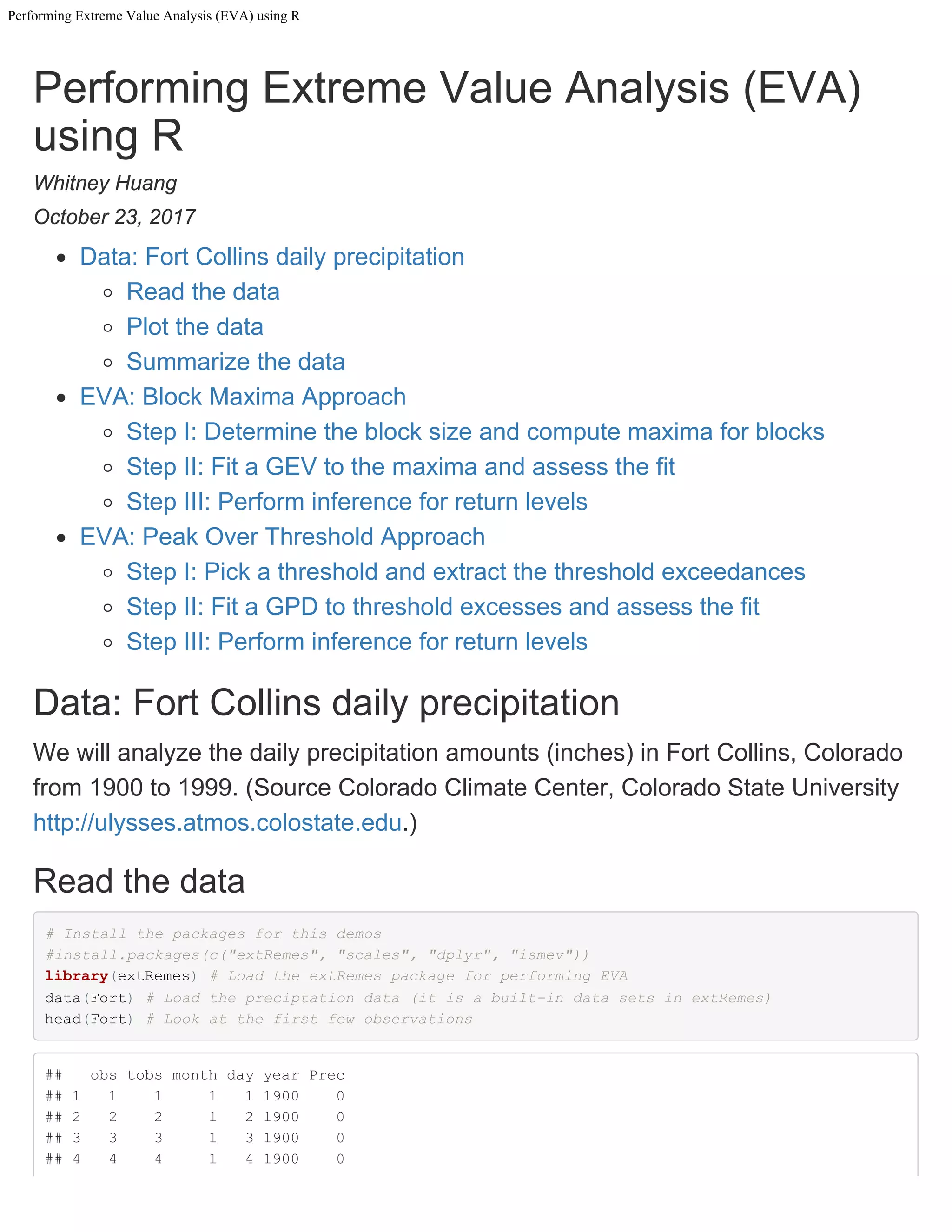 CLIM Undergraduate Workshop: (Attachment) Performing Extreme Value ...