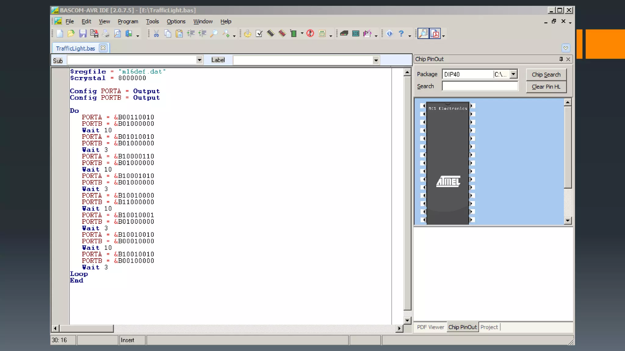 Penyusunan Program Percobaan Traffic Light dengan ATMega16 dan Bascom-AVR | PPT