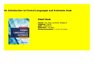 An Introduction to Formal Languages and Automata book 884