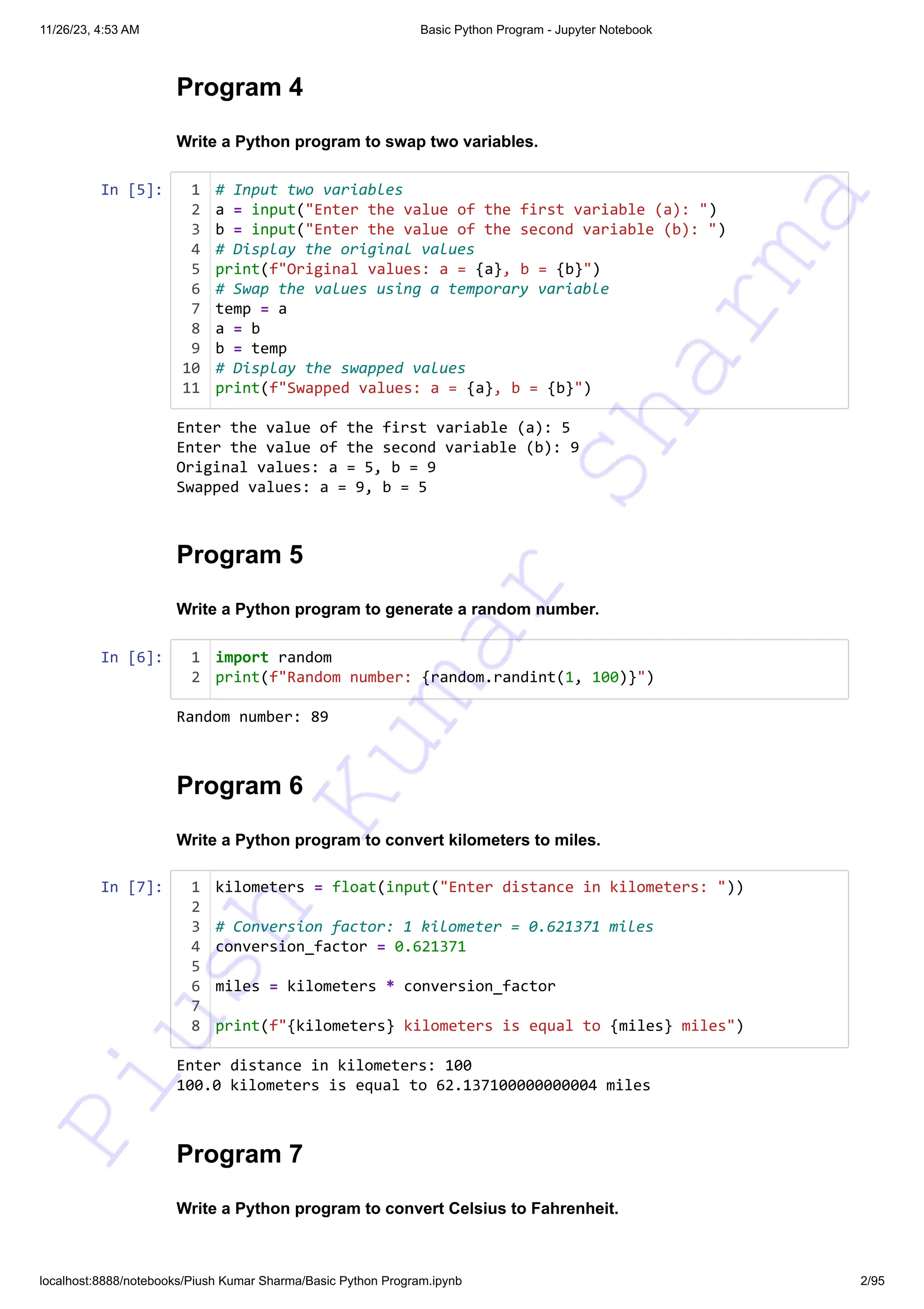 140+ Basic Python Programs This resource can assist you in preparing for your interview | PDF