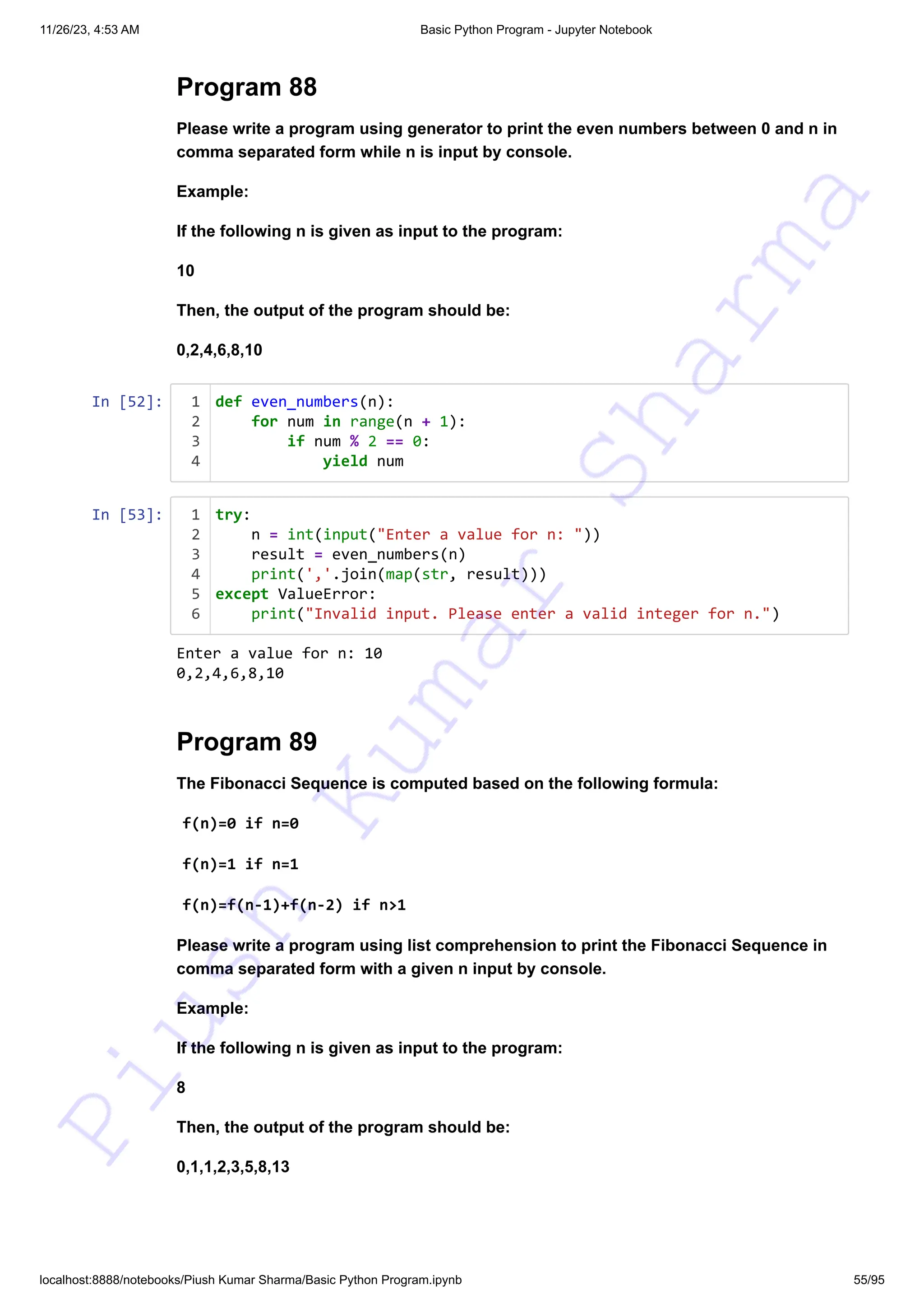 140+ Basic Python Programs This resource can assist you in preparing for your interview | PDF