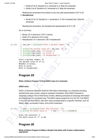 140+ Basic Python Programs This resource can assist you in preparing for your interview | PDF