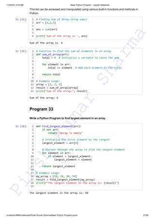 140+ Basic Python Programs This resource can assist you in preparing for your interview | PDF