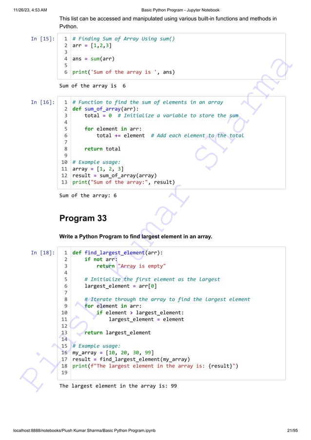 140+ Basic Python Programs This resource can assist you in preparing for your interview | PDF