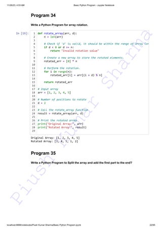 140+ Basic Python Programs This resource can assist you in preparing for your interview | PDF