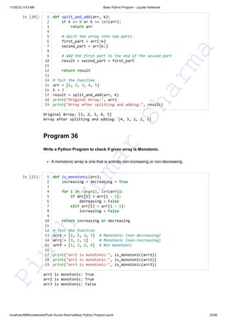 140+ Basic Python Programs This resource can assist you in preparing for your interview | PDF