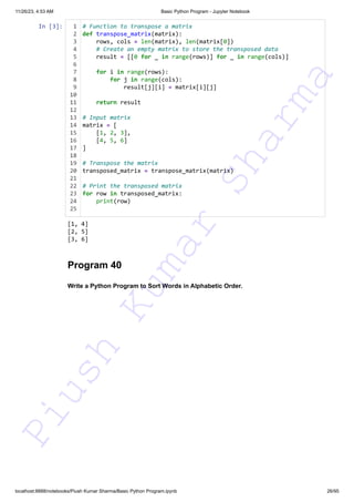 140+ Basic Python Programs This resource can assist you in preparing for your interview | PDF