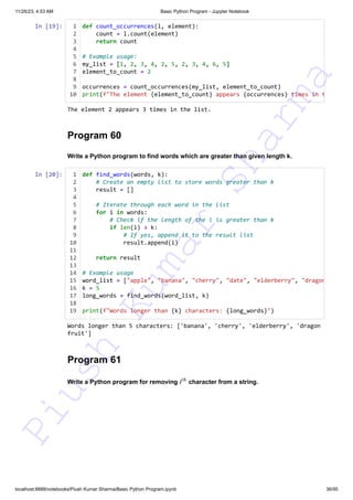 140+ Basic Python Programs This resource can assist you in preparing for your interview | PDF