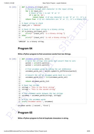 140+ Basic Python Programs This resource can assist you in preparing for your interview | PDF