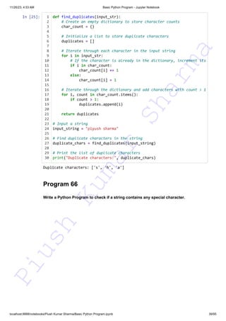 140+ Basic Python Programs This resource can assist you in preparing for your interview | PDF