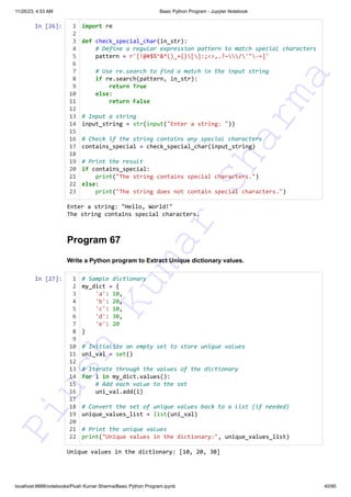 140+ Basic Python Programs This resource can assist you in preparing for your interview | PDF