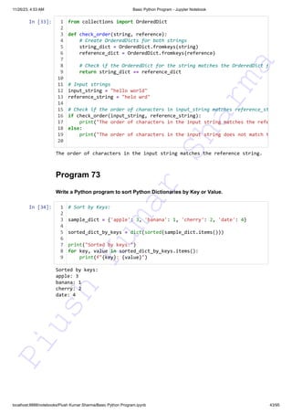 140+ Basic Python Programs This resource can assist you in preparing for your interview | PDF