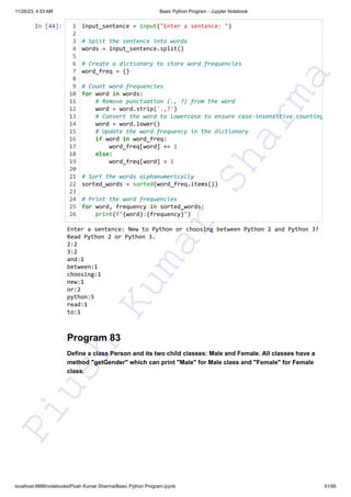 140+ Basic Python Programs This resource can assist you in preparing for your interview | PDF