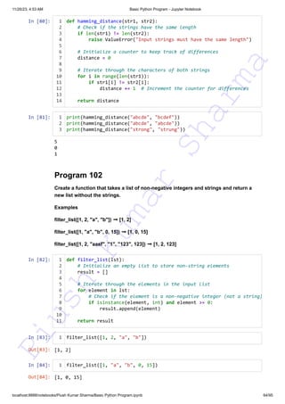 140+ Basic Python Programs This resource can assist you in preparing for your interview | PDF