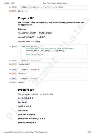 140+ Basic Python Programs This resource can assist you in preparing for your interview | PDF