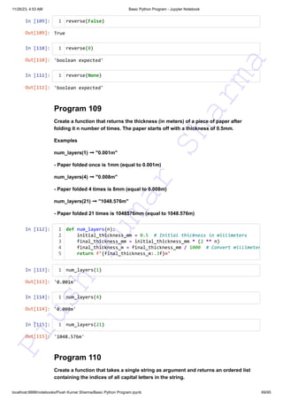 140+ Basic Python Programs This resource can assist you in preparing for your interview | PDF