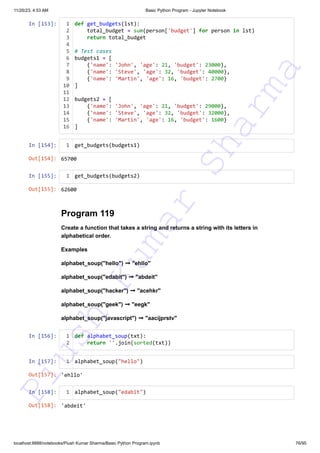 140+ Basic Python Programs This resource can assist you in preparing for your interview | PDF