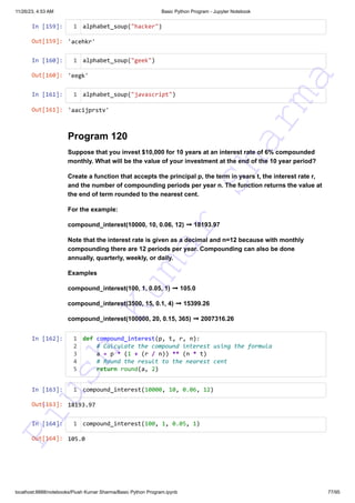 140+ Basic Python Programs This resource can assist you in preparing for your interview | PDF