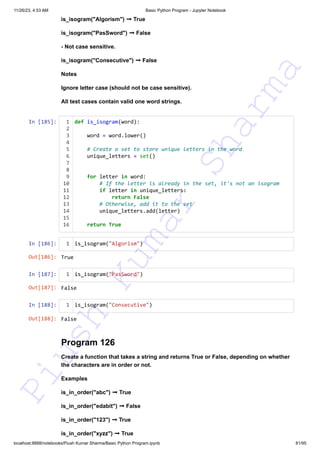 140+ Basic Python Programs This resource can assist you in preparing for your interview | PDF