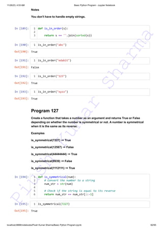 140+ Basic Python Programs This resource can assist you in preparing for your interview | PDF