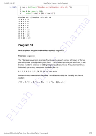 140+ Basic Python Programs This resource can assist you in preparing for your interview | PDF