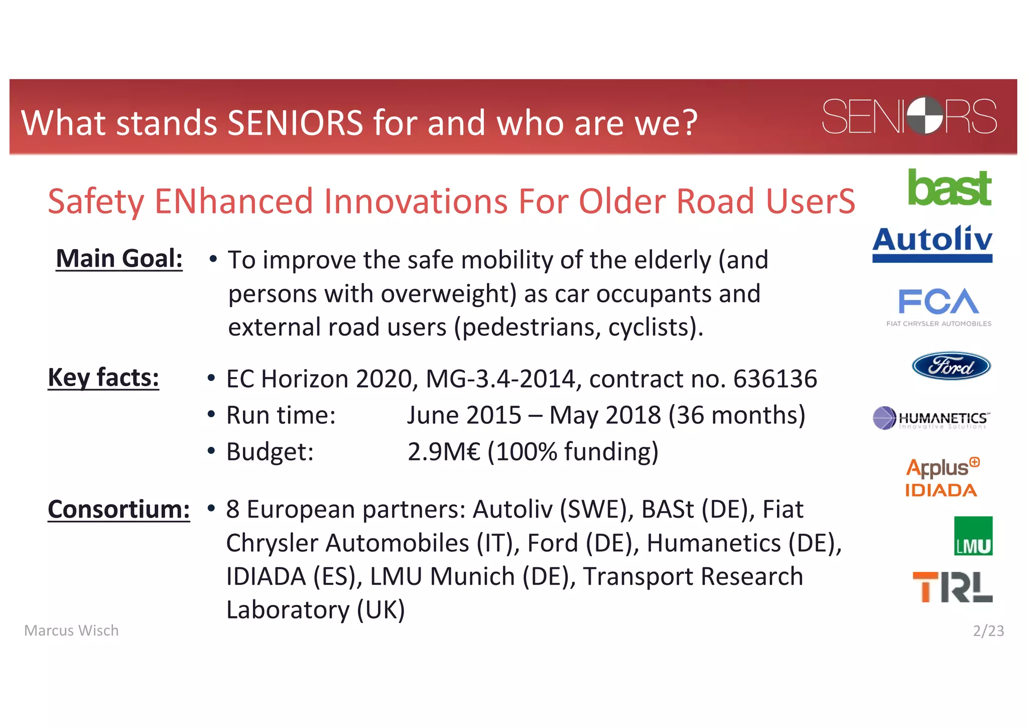 SENIORS -Safety-ENhancing Innovations for Older Road userS | PDF | Auto ...