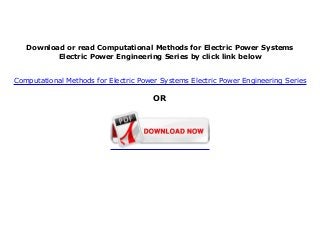Computational Methods for Electric Power Systems Electric Power ...