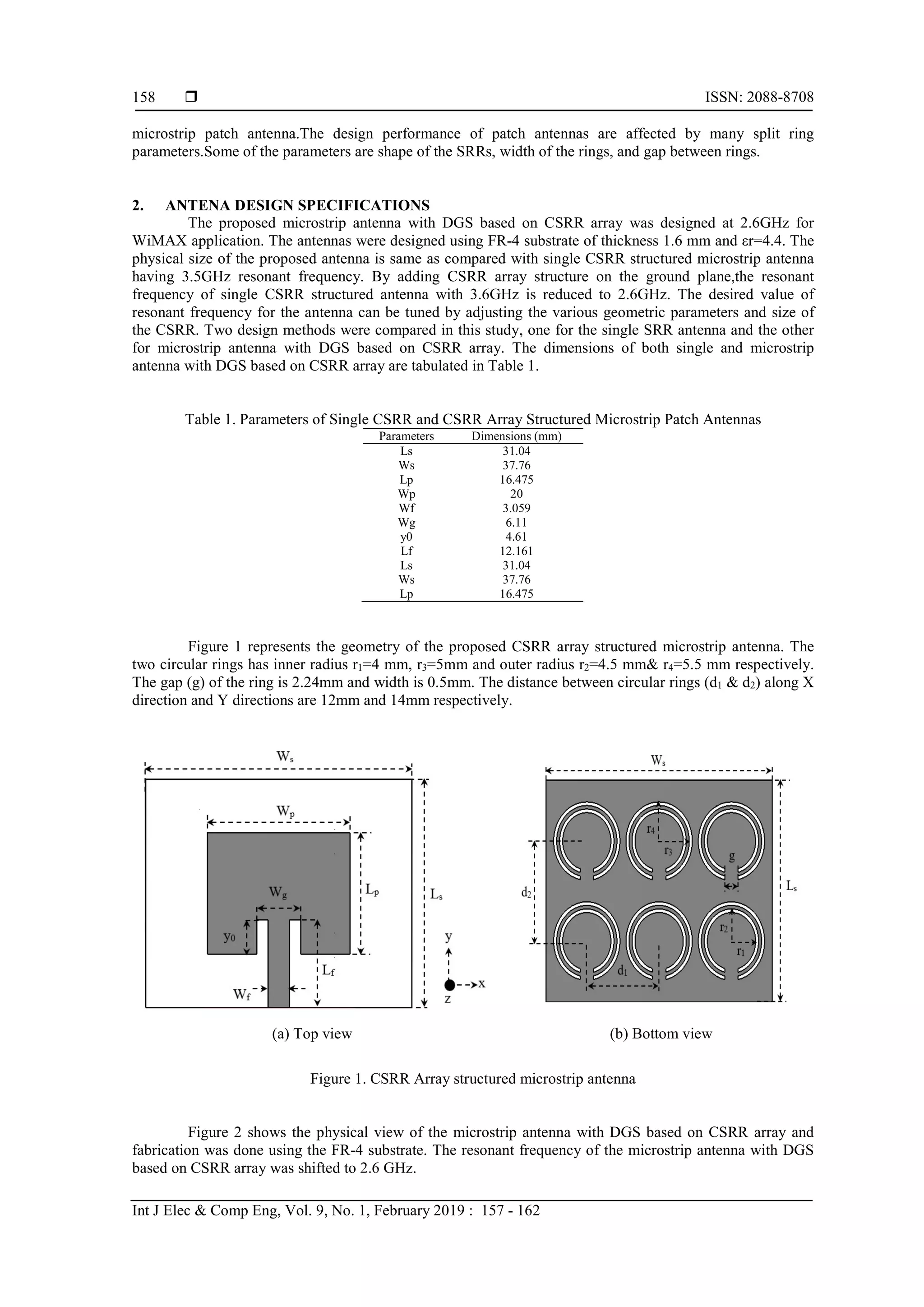 Microstrip antenna with DGS based on CSRR array for WiMAX applications | PDF | Physics | Science