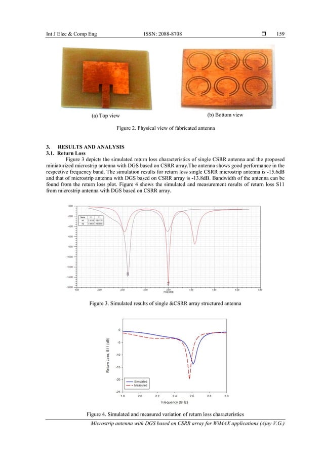 Microstrip antenna with DGS based on CSRR array for WiMAX applications | PDF