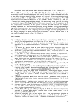 ENHANCED SIGNAL ENERGY DETECTION TECHNIQUE FOR LOW SNR SPECTRUM SENSING IN COGNITIVE RADIO ...